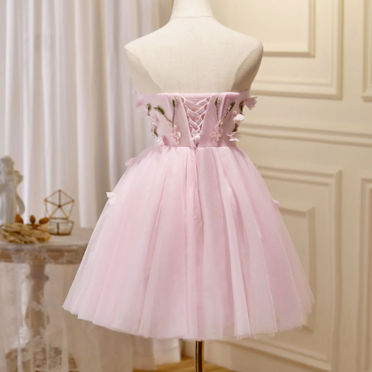 Mini/Short Pink Prom Dress, Cute Pink Homecoming Dresses With Beading ...