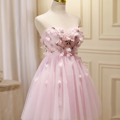 Mini/Short Pink Prom Dress, Cute Pink Homecoming Dresses With Beading ...