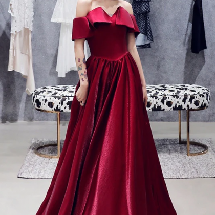 Pretty Off The Shoulder A Line Floor Length Prom Dresses Party Dresses ...