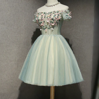 Cute Off The Shoulder Tulle Flower Homecoming Dress on Luulla