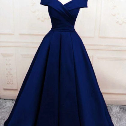 Simple Satin Long Prom Dress, Off The Shoulder Formal Dress on Luulla