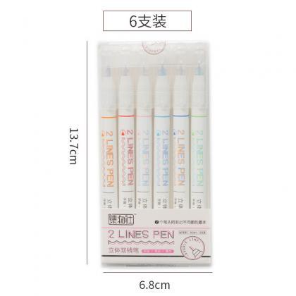 6 Pcs/box Two-color Line Gel Pens Set Creative Graffiti Pen on Luulla