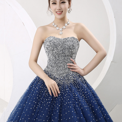 Blue Tulle Long Starry Night Prom Dress, Amazing Evening Dress on Luulla