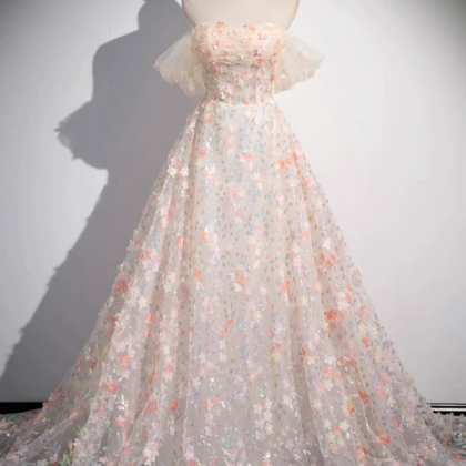 Beautiful Floor Length Sequins And Flowers Party Dress, Off The ...
