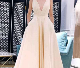 A-line High Low V Neck Short Prom Dress Homecoming Dress on Luulla