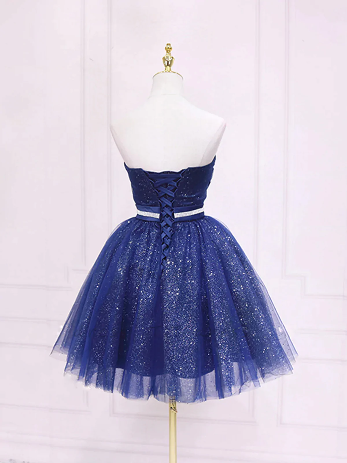 Strapless Dark Blue Short Prom Dresses, Short Dark Blue Graduation ...