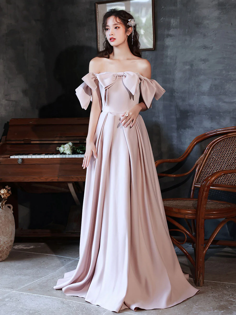 Pink Long Prom Dresses, Off Shoulder Long Formal Graduation Dresses on ...