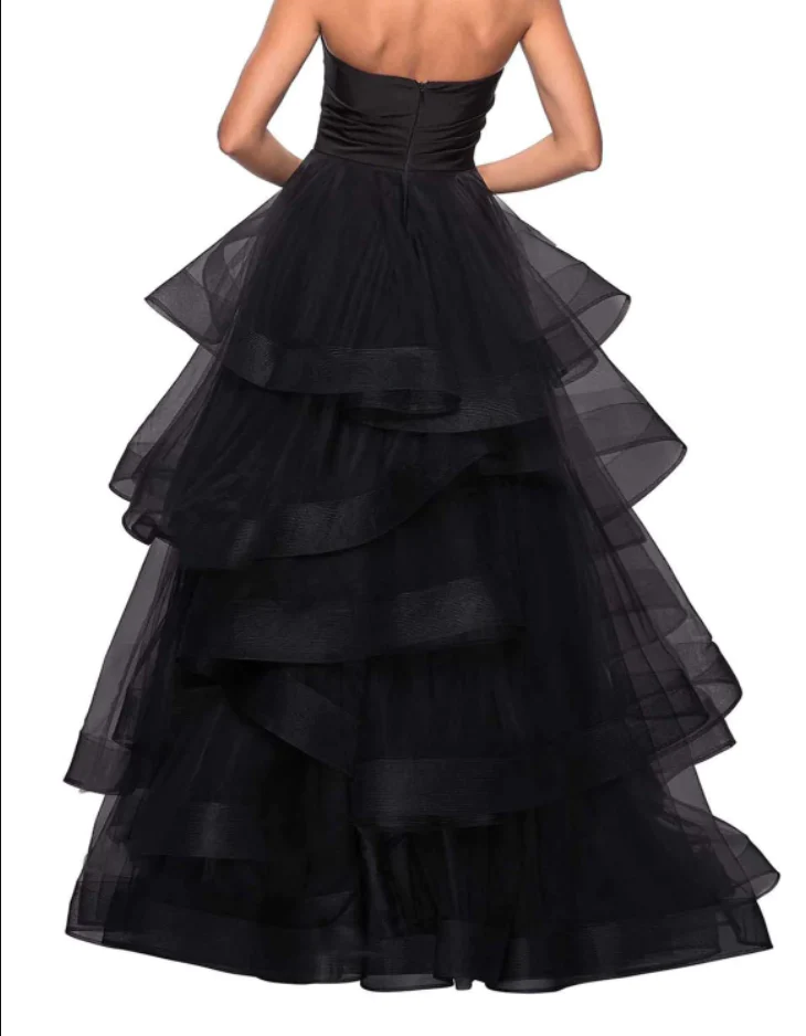 Black Rufflue Prom Dress Long Prom Dress Sweetheart Eveninng Dress on ...