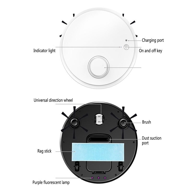 Automatic Robot Vacuum Cleaner 3-in-1 Smart Wireless Sweeping Wet And ...