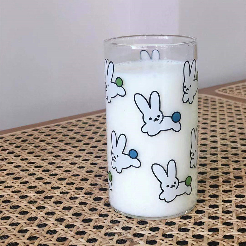 300ml Rabbit Pattern Glass Breakfast Milk Oats Cup on Luulla