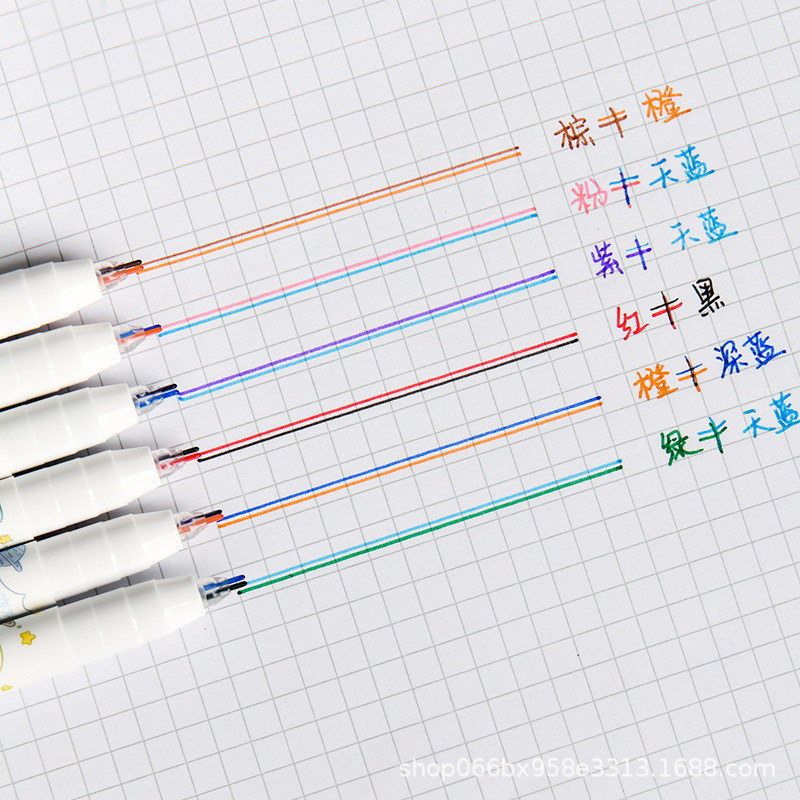 6 Pcs/box Two-color Line Gel Pens Set Creative Graffiti Pen on Luulla
