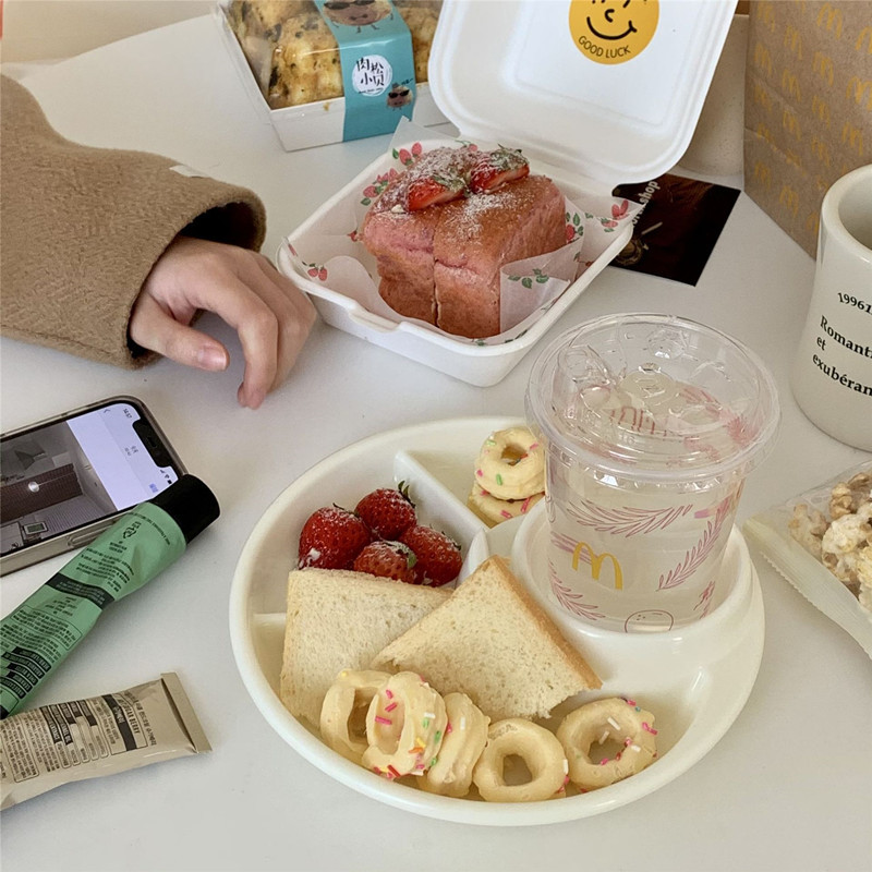 Small Round Plastic Snack Plates Cake Lunch Sushi Fruit Platter Plate ...