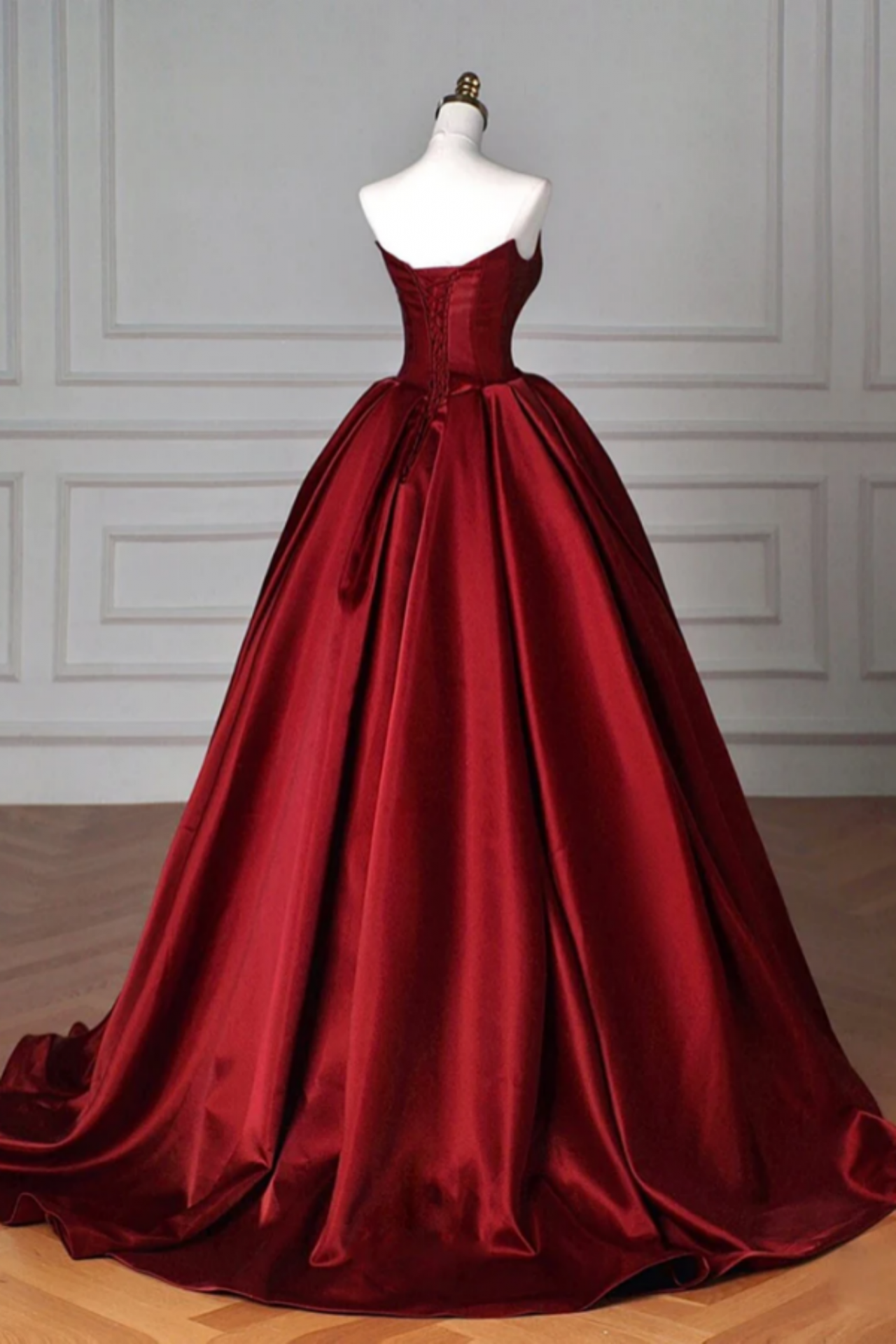 Simple A Line Satin Burgundy Long Prom Dress, Burgundy Long Formal ...