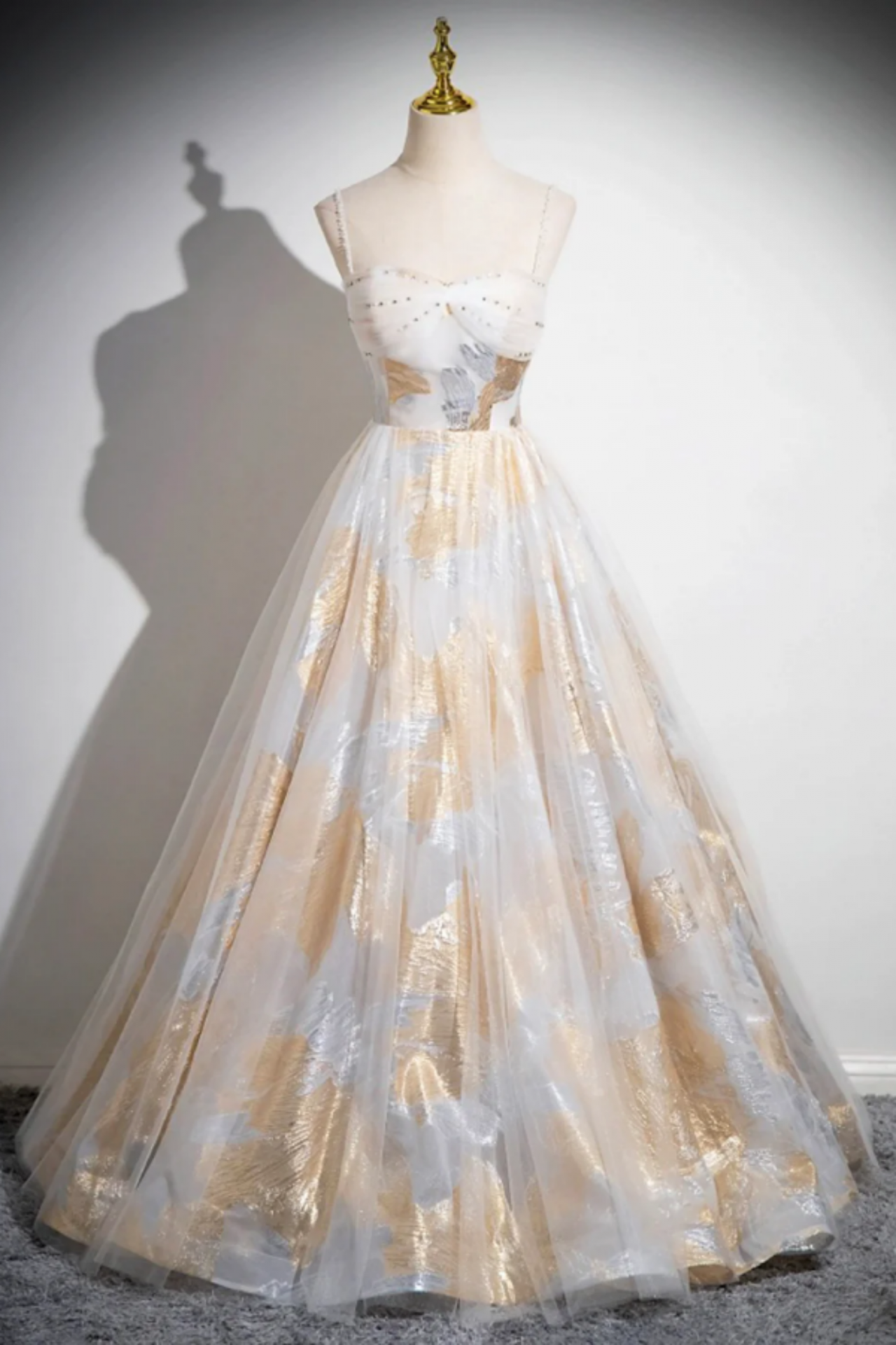 Beautiful Spaghetti Strap Floor Length Prom Dress, A Line Floral ...