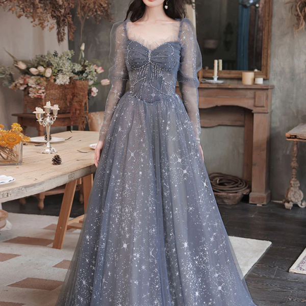 Simple Green V Neck Tulle Long Prom Dress, Green Evening Dresses on Luulla