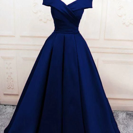 Simple Satin Long Prom Dress, Off The Shoulder Formal Dress on Luulla