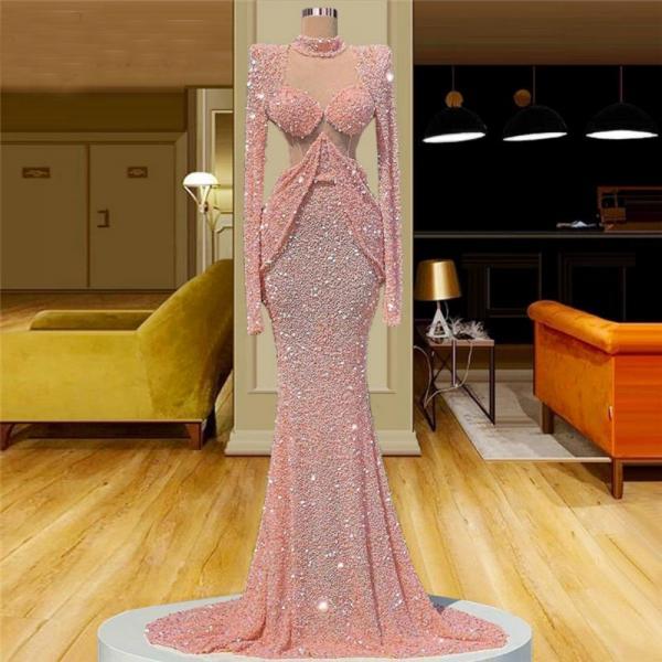 Gorgeous Long Prom Dresses 2023 Mermaid Style Luxury Sparkly Silver Crystals Red Sequin Black ...