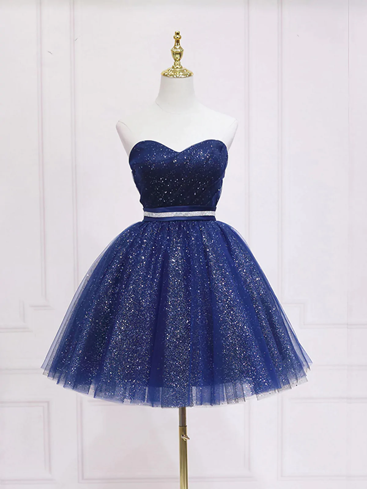 Strapless Dark Blue Short Prom Dresses, Short Dark Blue Graduation ...