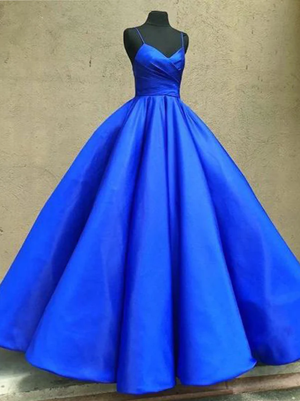 A-line Prom Dresses Spaghetti Straps Royal Blue Simple Prom Dress ...