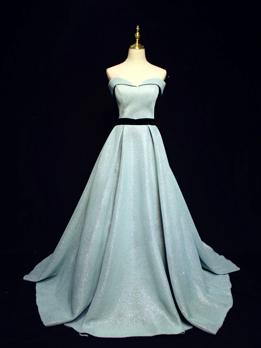 Light Blue A Line Long Prom Dress, Blue Formal Evening Dresses on Luulla