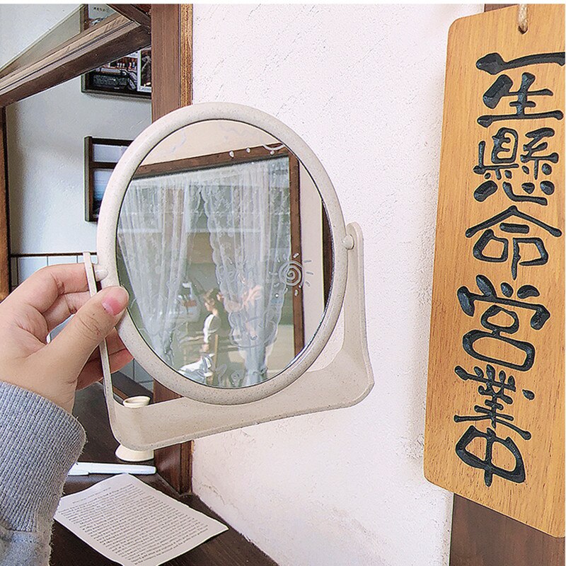 Makeup Mirror Desktop Home Small Vanity Dormitory Double Sided Dressing ...