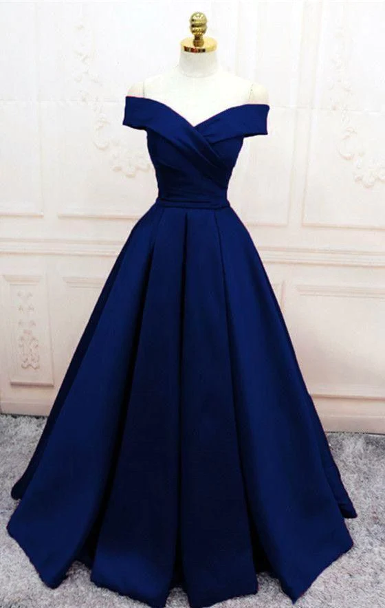 Simple Satin Long Prom Dress, Off The Shoulder Formal Dress on Luulla