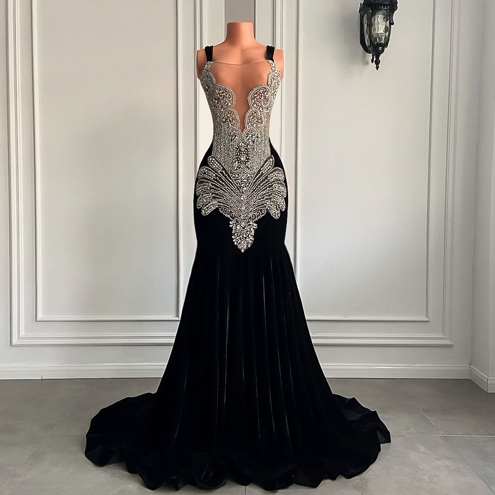 Luxury Long Prom Dresses Sexy Mermaid Style Sparkly Silver Diamond ...