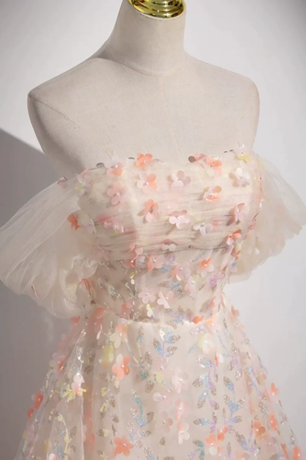 Beautiful Floor Length Sequins And Flowers Party Dress, Off The ...