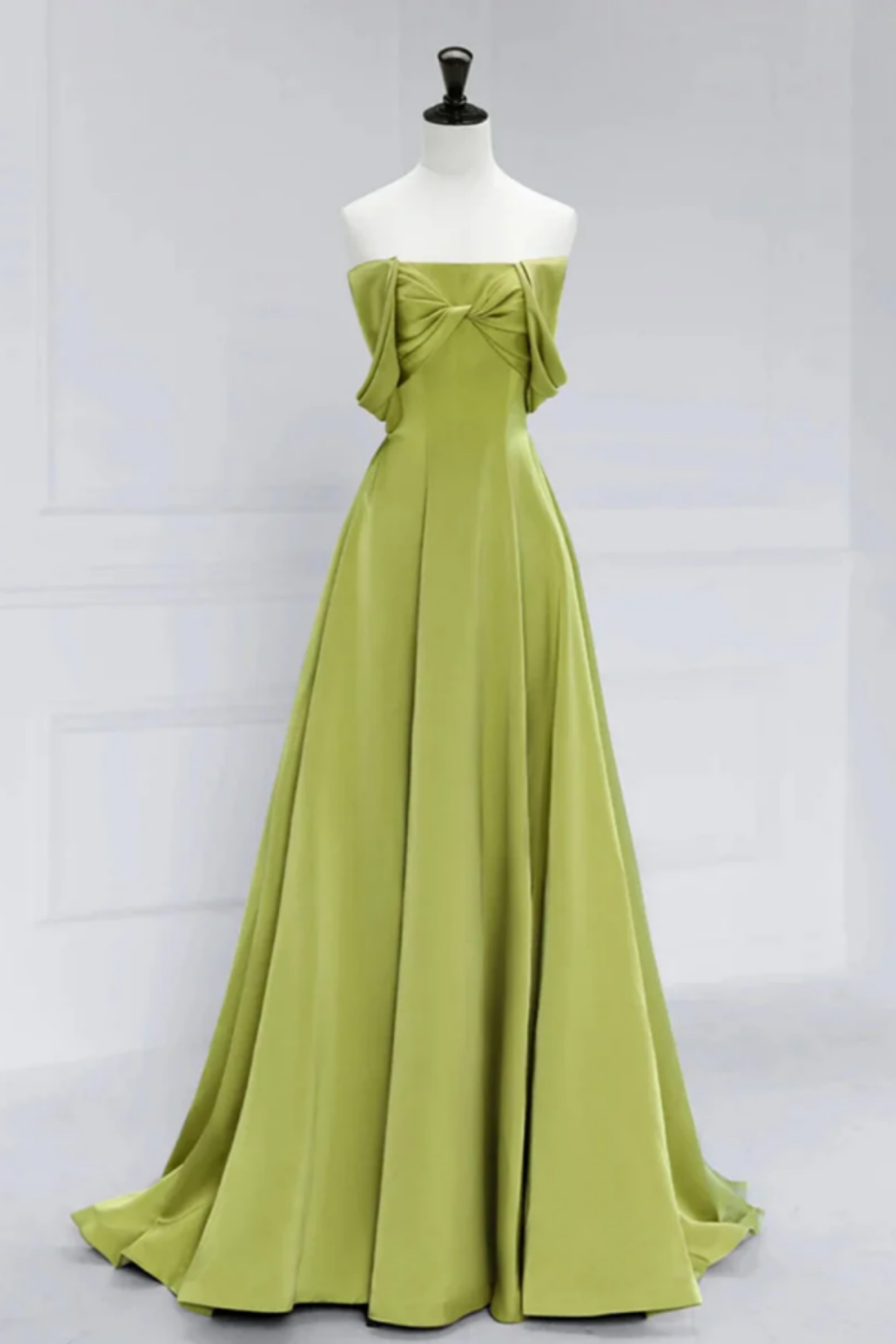 Green A Line Satin Long Party Dress, Green Evening Dress Prom Dress on ...