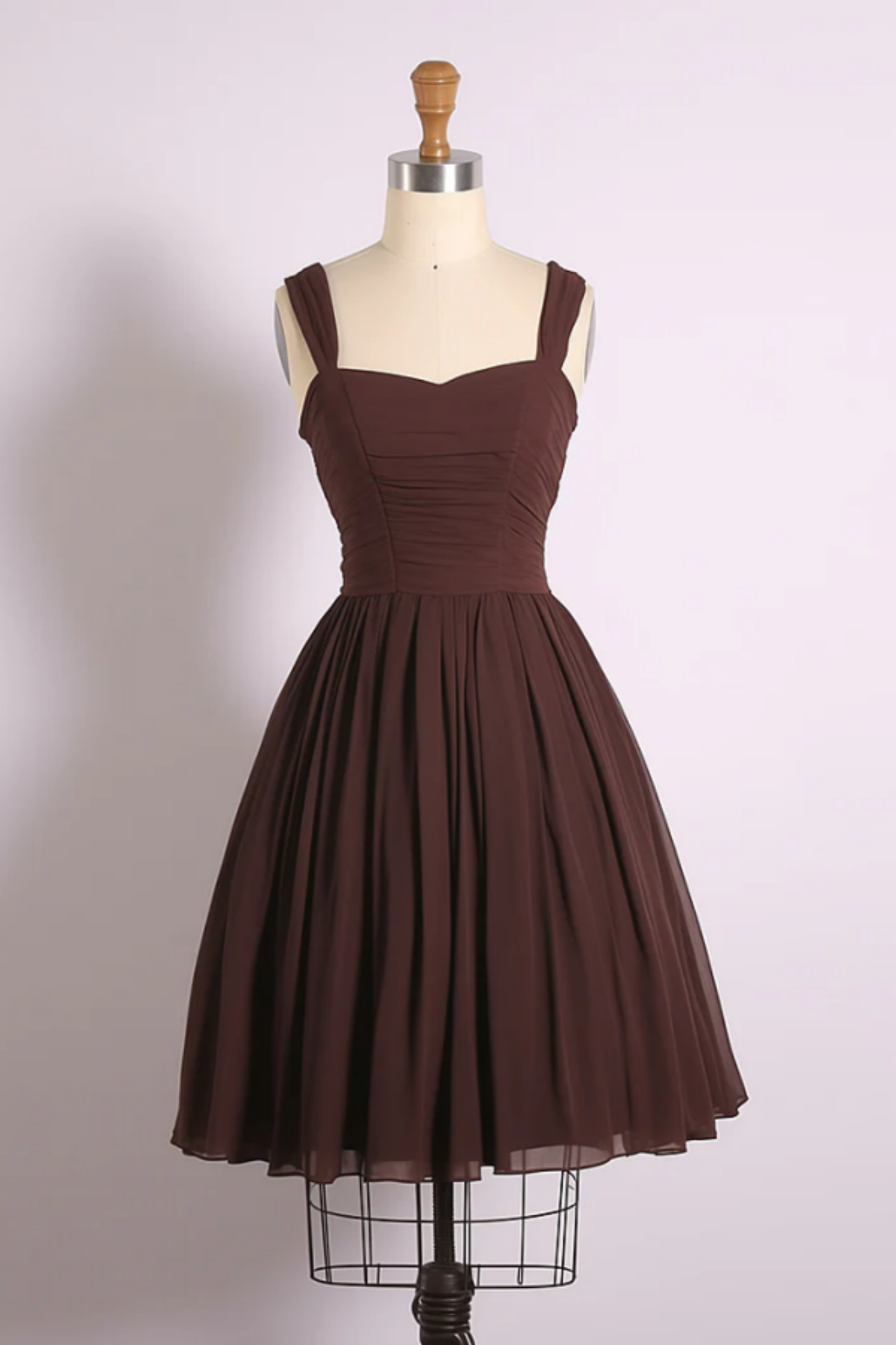Simple A Line Sweetheart Neck Chiffon Brown Short Prom Dress, Brown ...