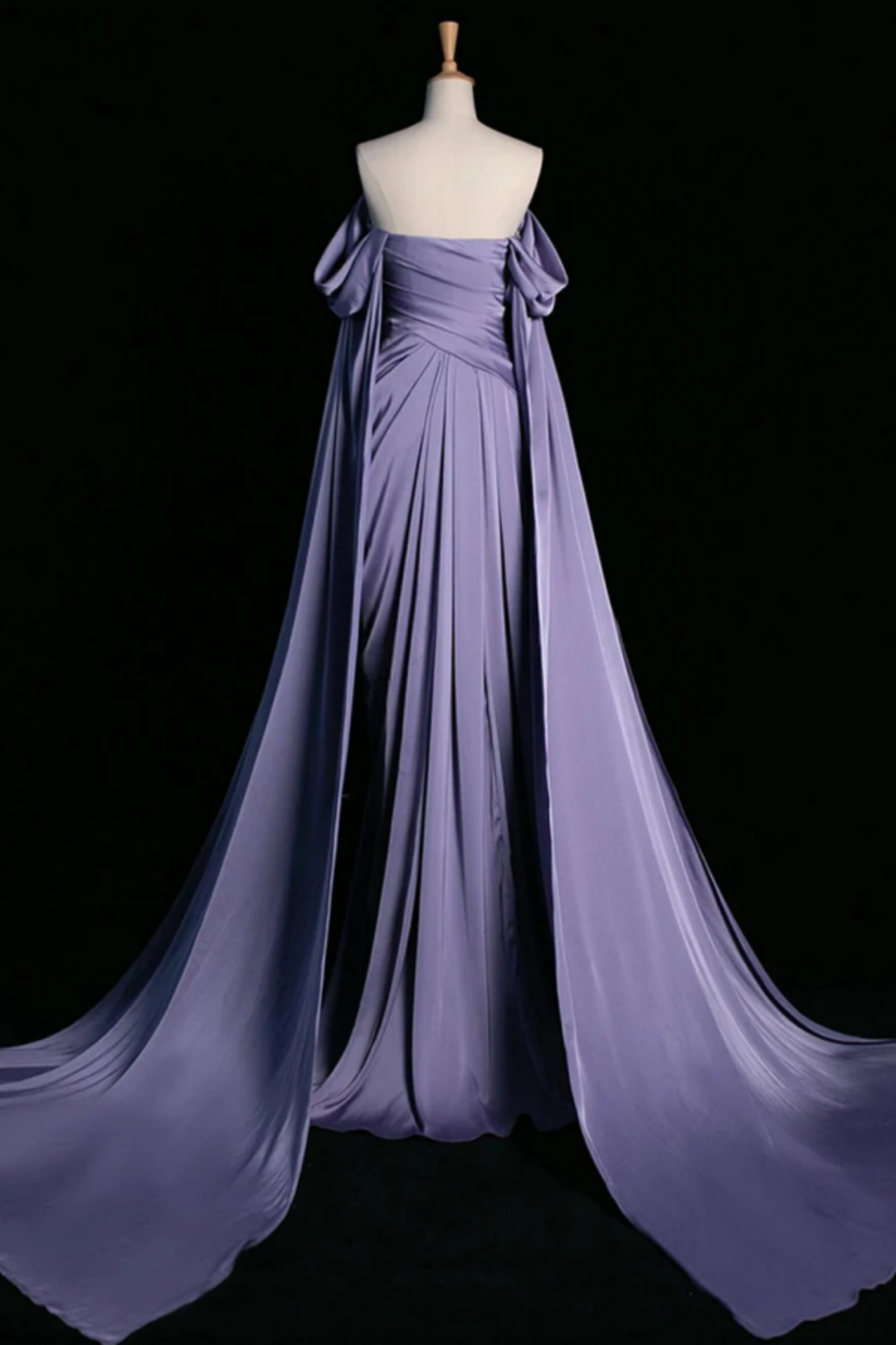 Elegant Purple Satin Prom Dress, Draped Bodice Formal Party Dress on Luulla